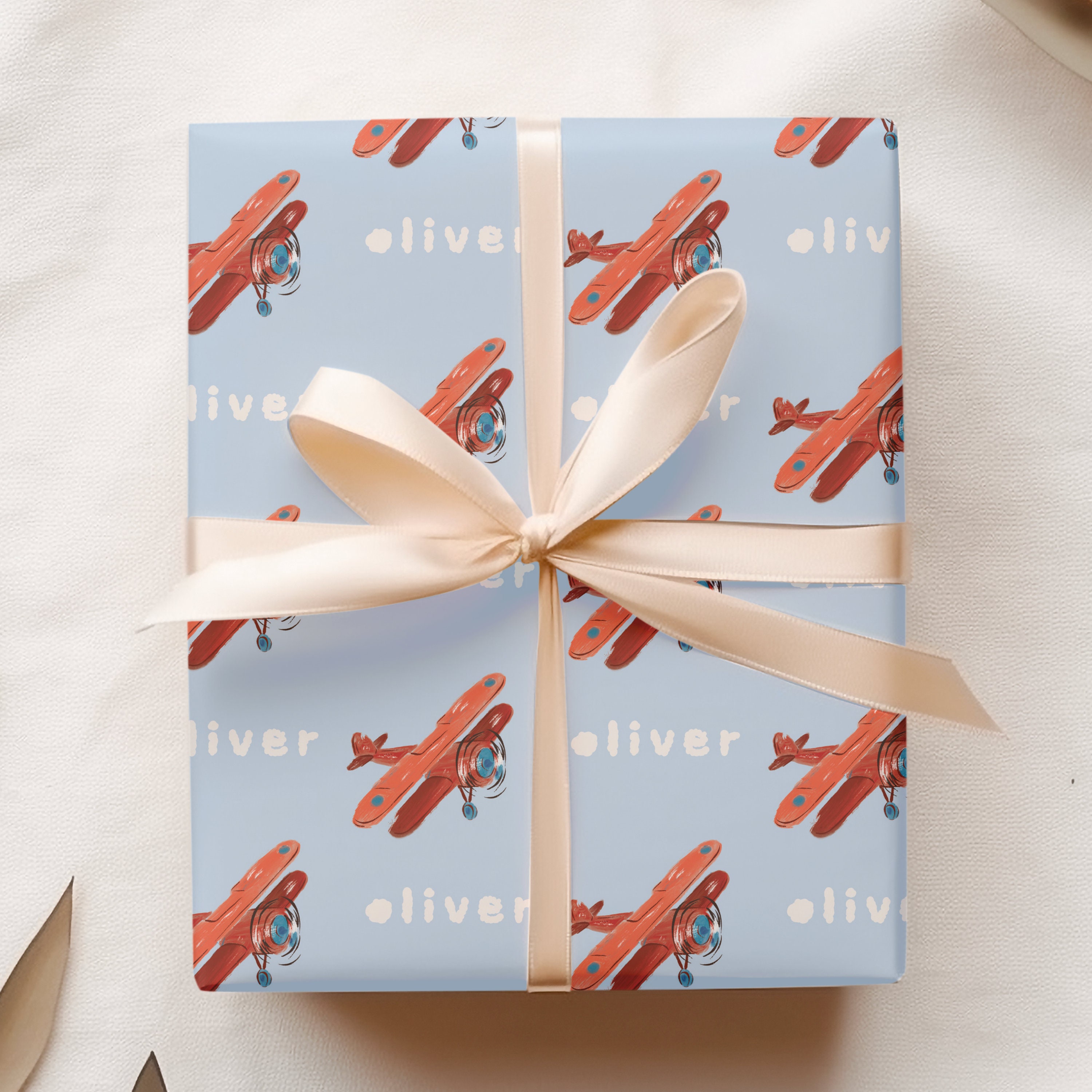 Personalized Vintage Airplane Wrapping Paper, Custom Skywriting Name ...