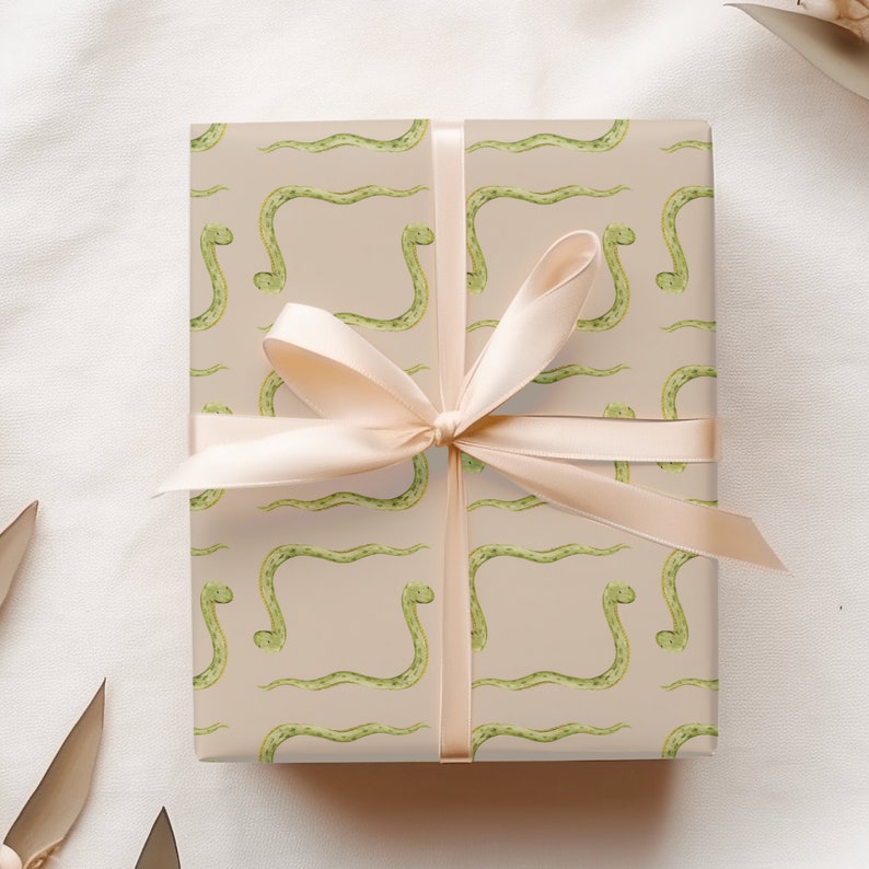 Snake Wrapping, Illustrated Gift Wrap, Reptile Themed Birthday Party or ...