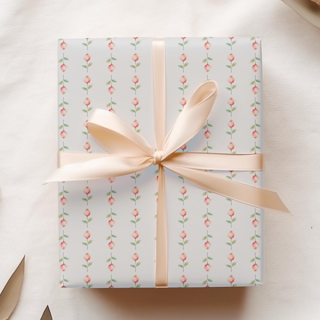 Rose Bud Wrapping Paper, Floral Gift Wrap, Rose Wrapping, Roses Gift ...