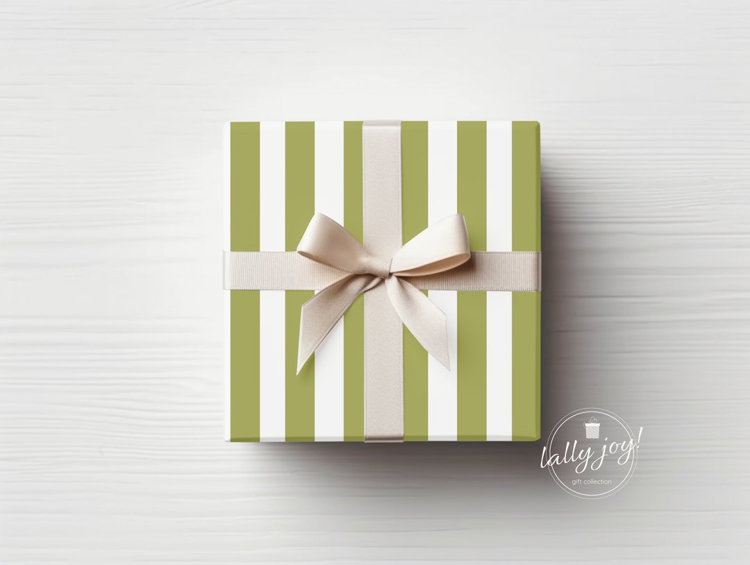 Green Wide Stripe Gift Wrap, Striped Wrapping, All Occasion Wrapping ...