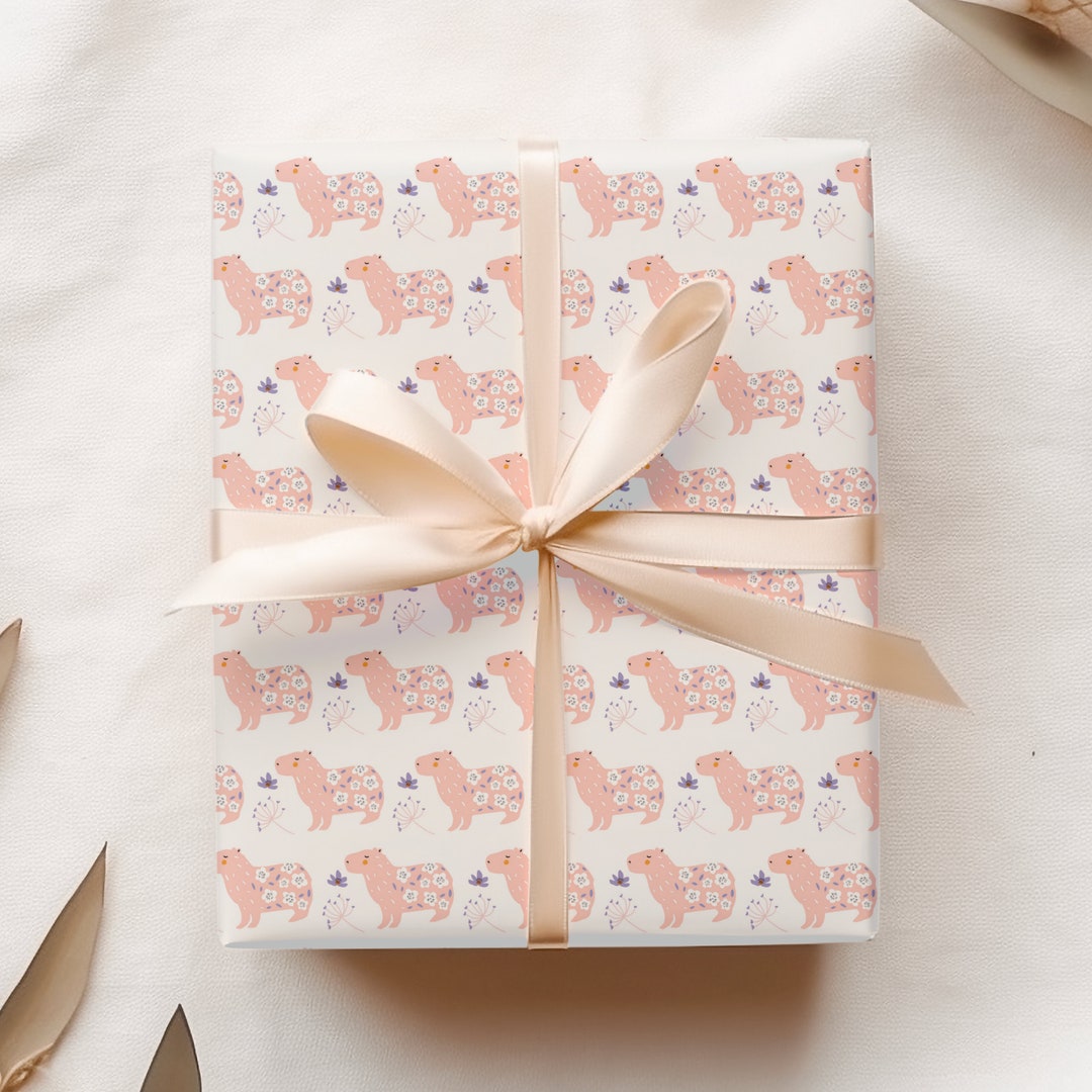 Capybara Gift Wrap, Floral Wrapping Paper, Present for Capybara Lover ...