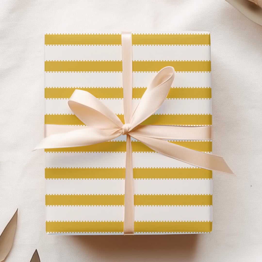 Matte Gold Stripe Gift Wrap, Horizontal Stripe Wrapping Paper, Quality ...