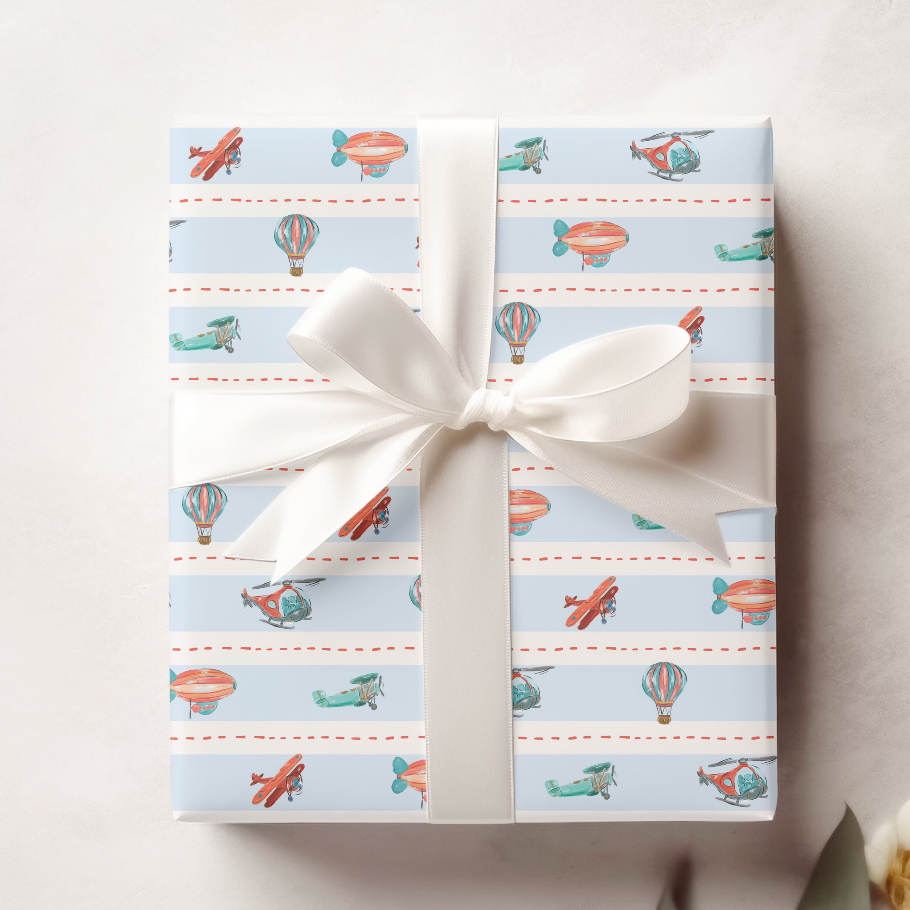 Air Transportation Vehicle Wrapping Paper, Vintage Airplane Gift Wrap ...