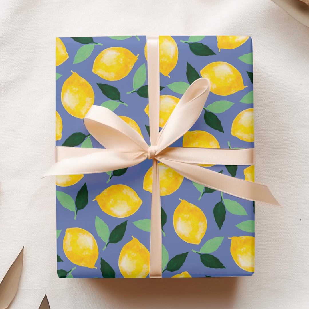 Lemon Gift Wrap, Citrus Wrapping Paper, Illustrated Wrap, Housewarming ...