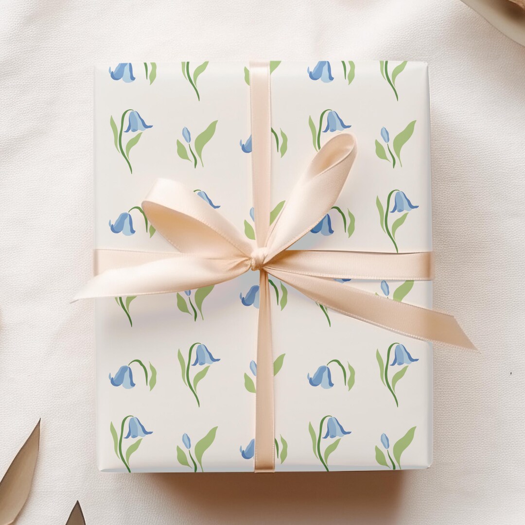 Bluebell Gift Wrap, Blue Flowers Wrapping Paper, Floral Quality All ...