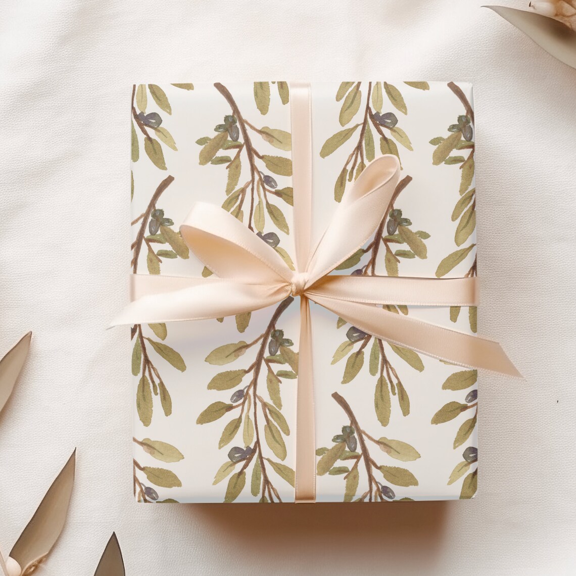 Olive Branch Wrapping Paper, Illustrated Olive Gift Wrap, Quality Gift ...