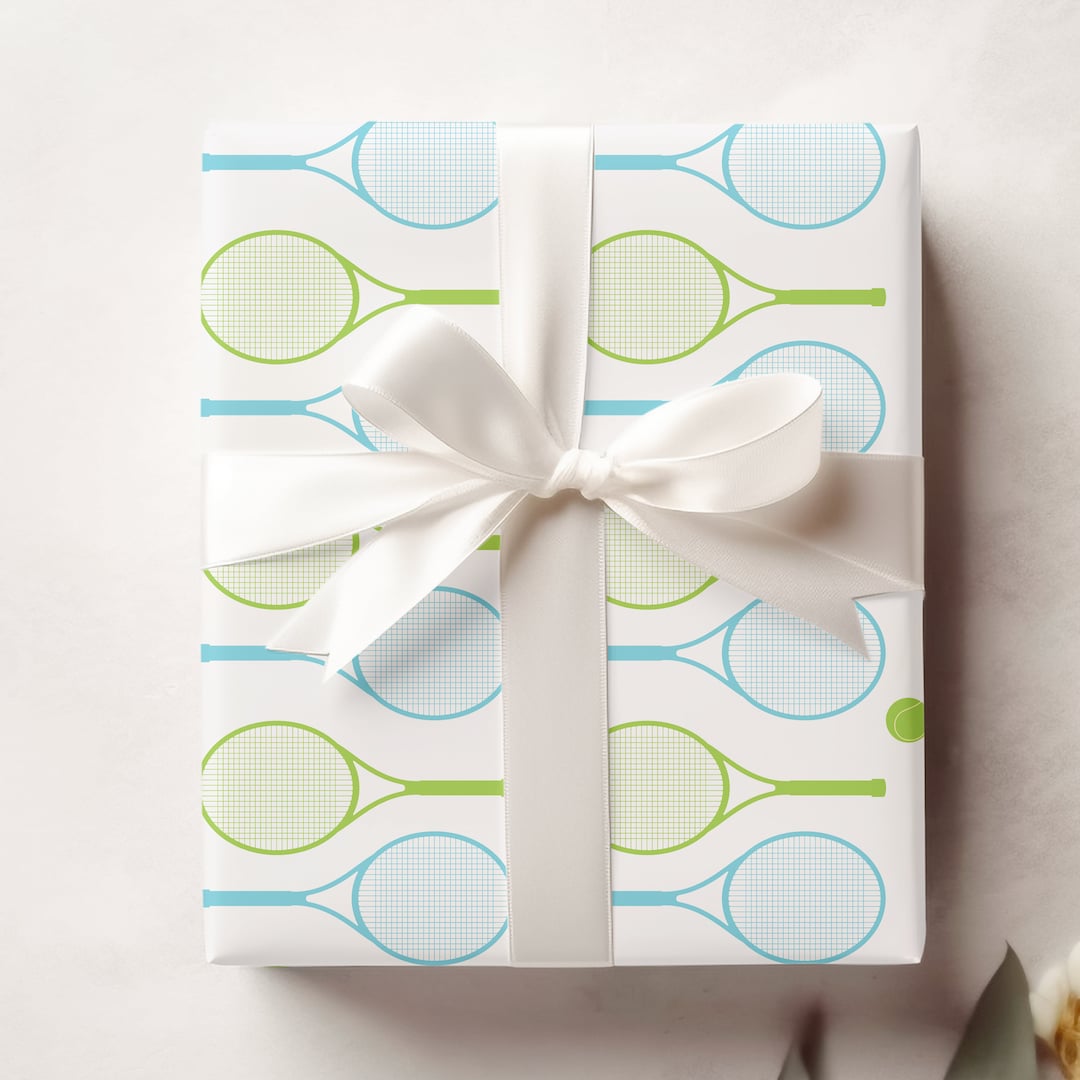 Tennis Racket Wrapping Paper, Tennis Ball Gift Wrap, Tennis Player ...