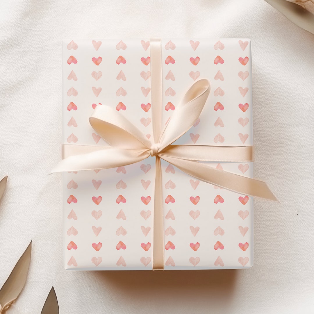 Bohemian Heart Gift Wrap, Neutral Colors Wrapping Paper, Boho Wrapping ...