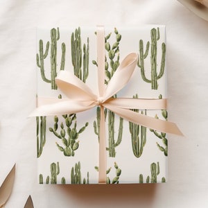 Watercolor Cactus Wrapping Paper, Southwestern Desert Themed Gift Wrap ...