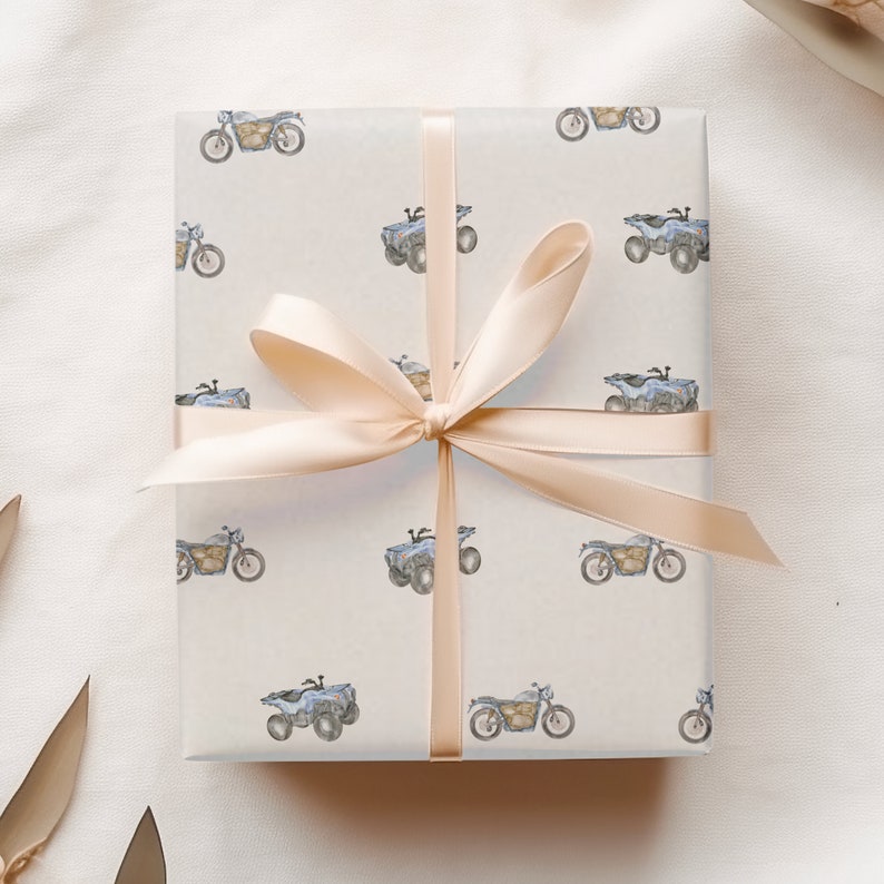 Off Road Vehicle Wrapping, Motorcycle Gift Wrap, Birthday Party for Boy ...