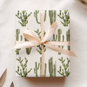 Watercolor Cactus Wrapping Paper, Southwestern Desert Themed Gift Wrap ...
