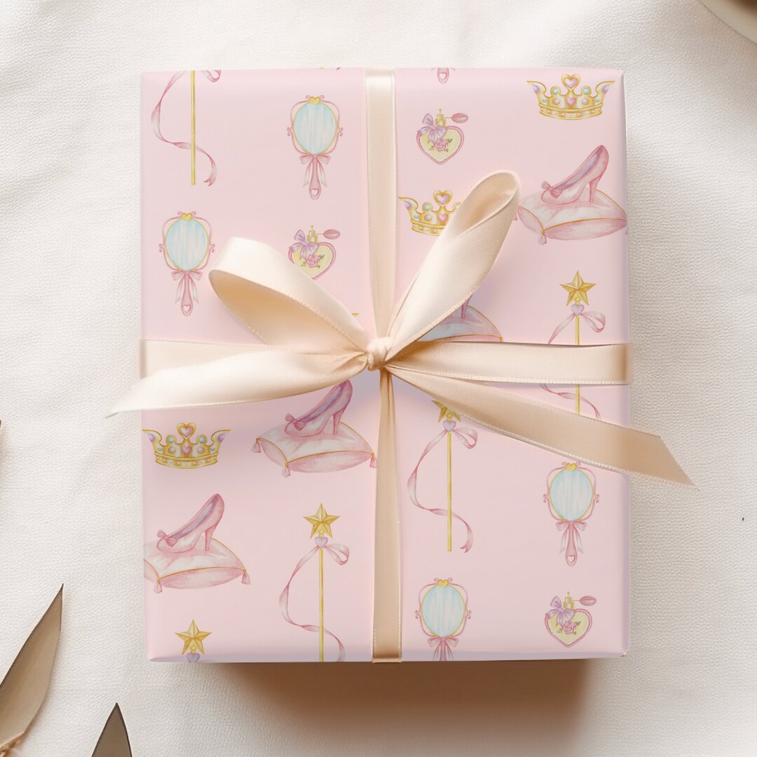 Pink Princess Accessories Wrapping Paper, Dress up Wrapping, Watercolor ...
