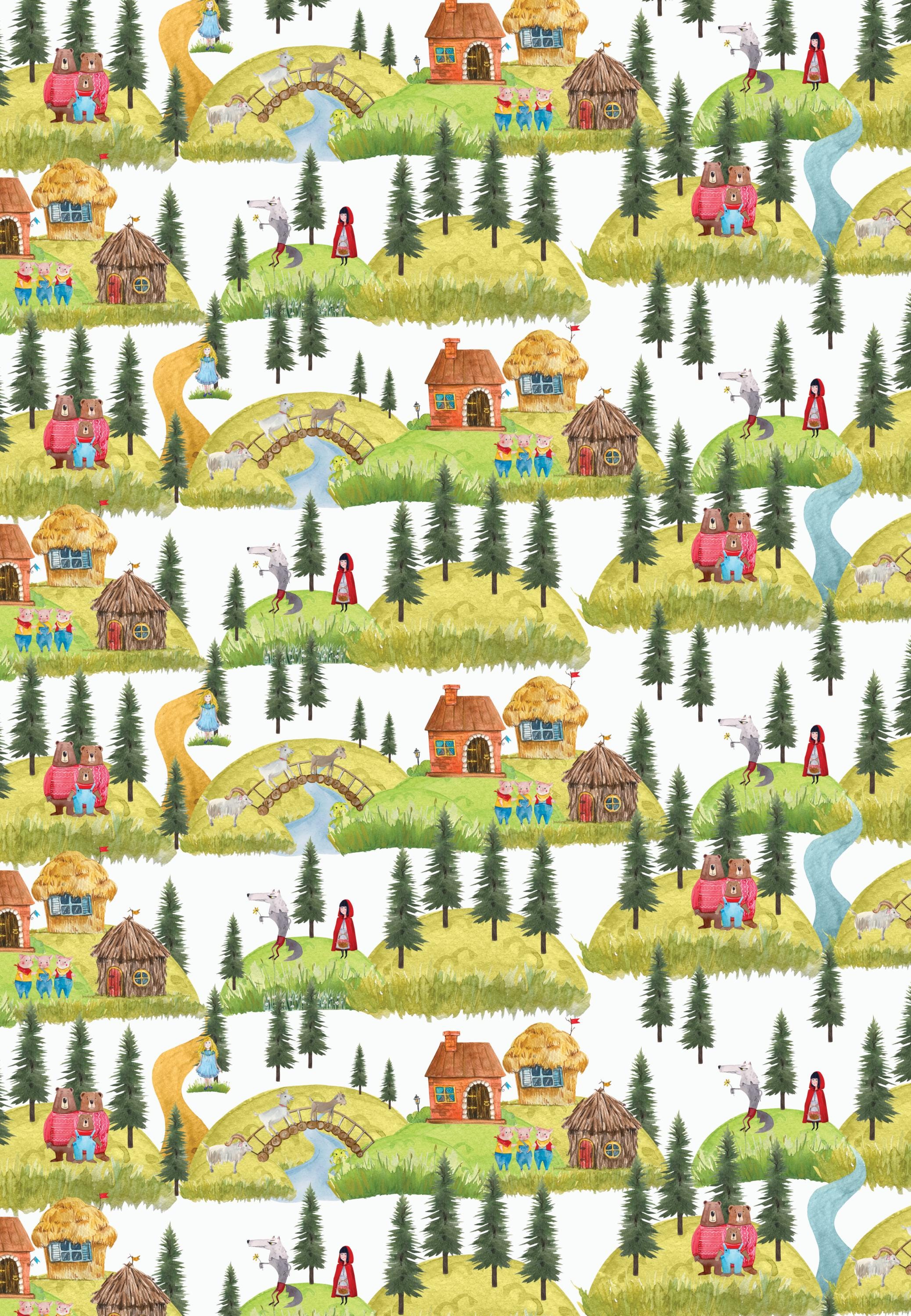 Illustrated Fairy Tale Gift Wrap, Kid's Wrapping, Fairytale {little Red ...