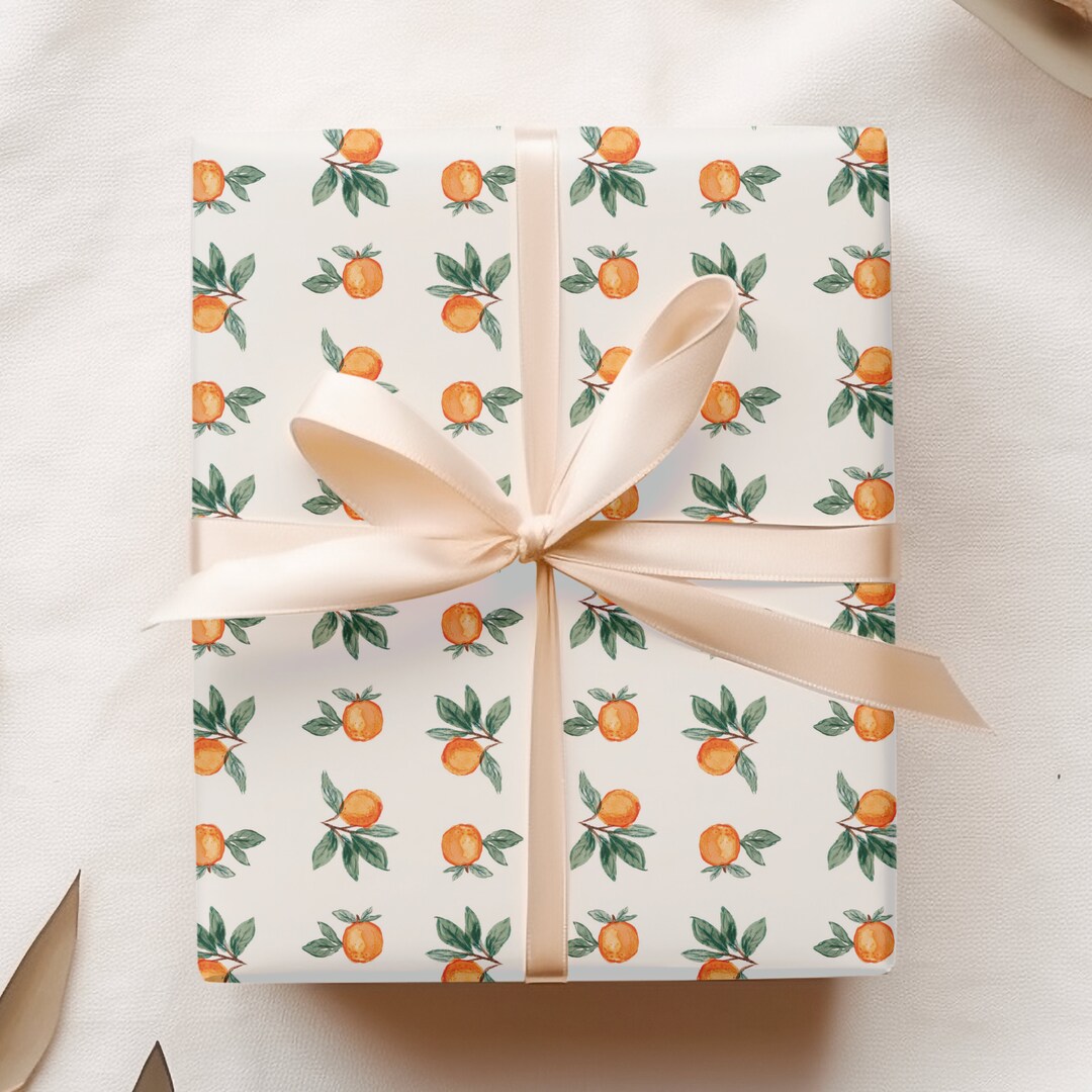 Watercolor Clementine Orange Gift Wrap, Illustrated Little Cutie Baby ...