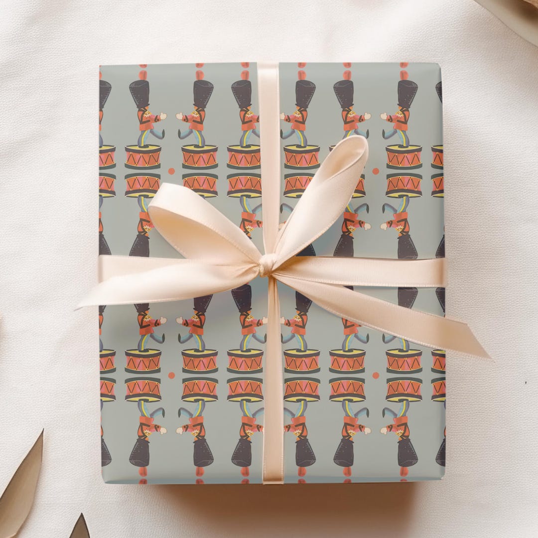 Illustrated Toy Soldier Wrapping Paper, Holiday Gift Wrap, Quality ...