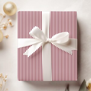 Burgundy Wrapping Paper, Thin Stripe Classic Gift Wrap, Unisex All ...