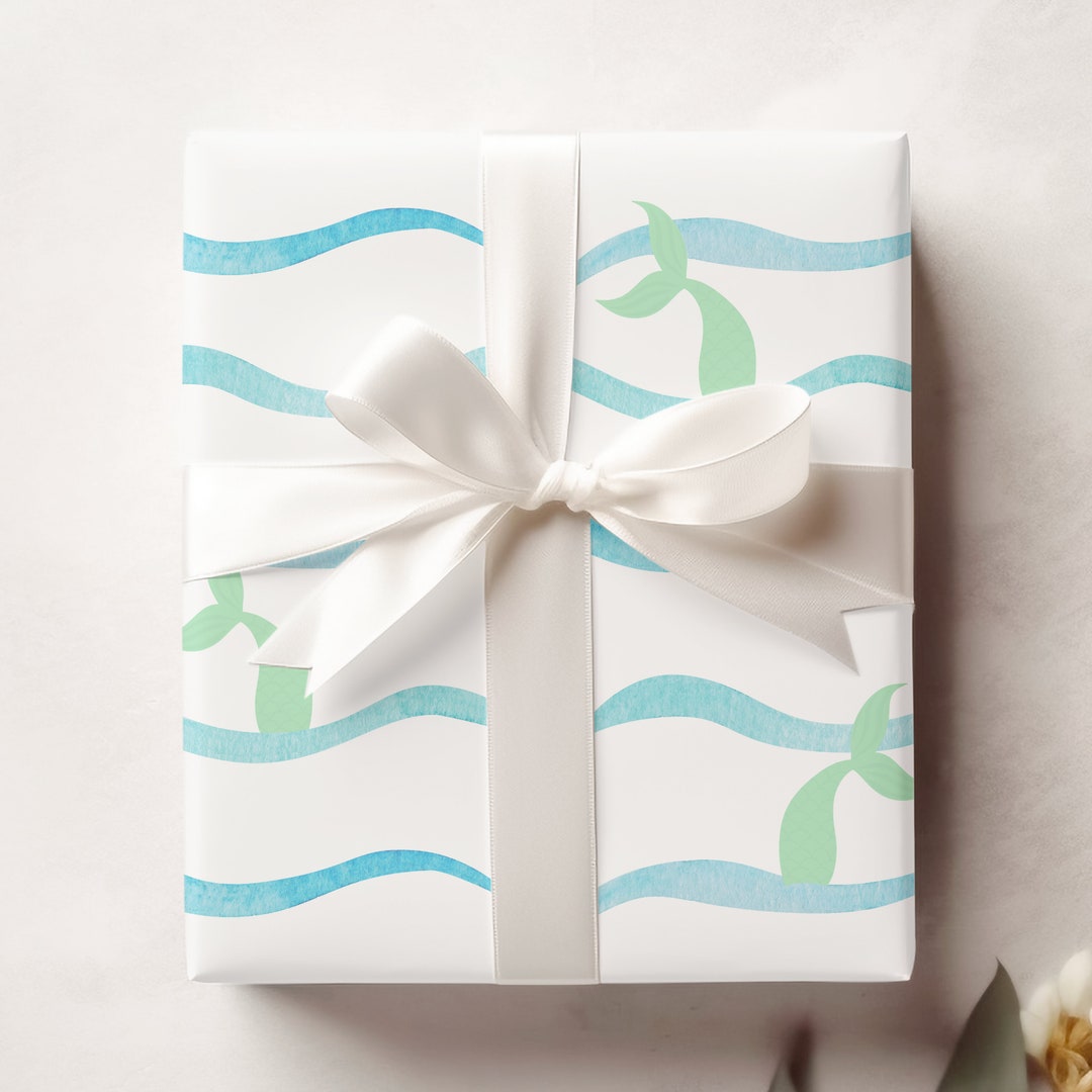 Mermaid Gift Wrap, Minimalistic Mermaid Tails Wrapping Paper, Under the ...