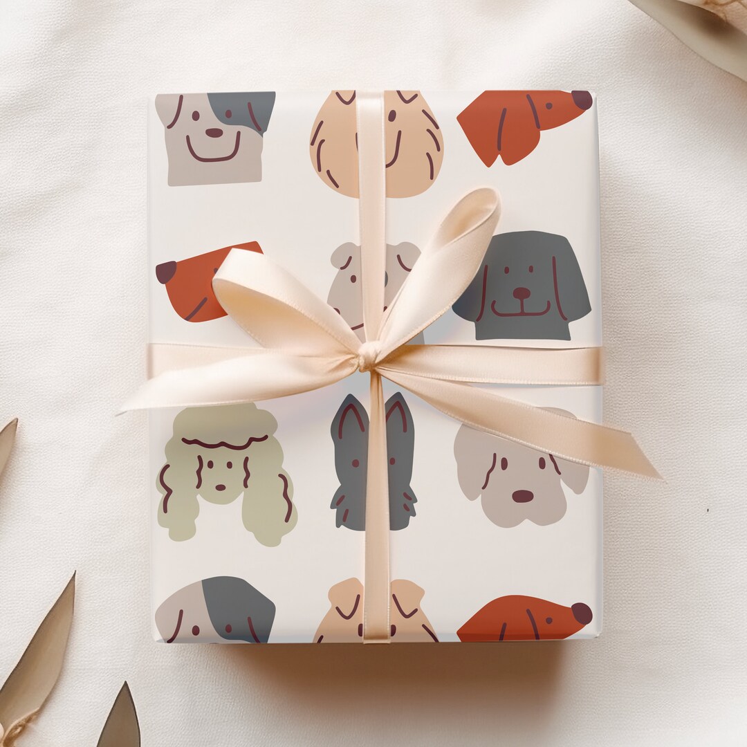 Dog Breeds Wrapping, Cute Dogs Gift Wrap, Dog Owner Gifts, Holiday ...
