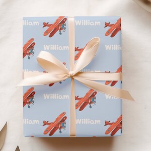 Personalized Vintage Airplane Wrapping Paper, Custom Skywriting Name ...