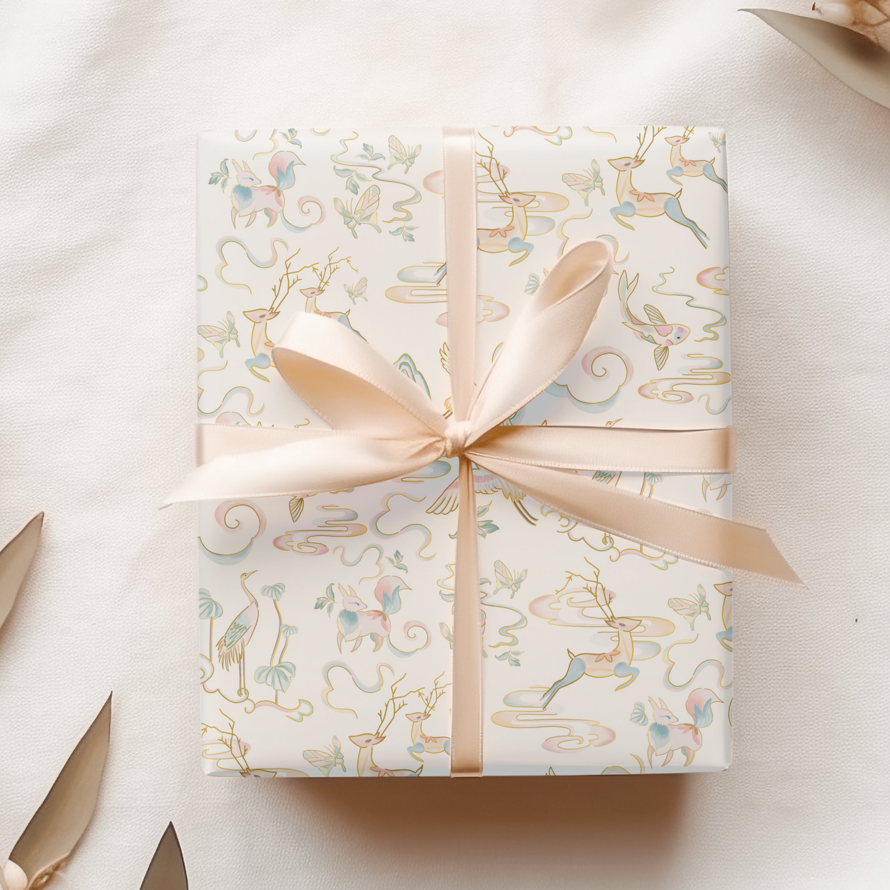 Chinese Ancient Art Wrapping Paper, Illustrated Animals and Landscapes ...