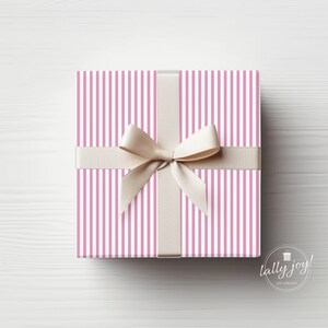 Pink Striped Gift Wrap, Oxford Stripe Wrapping Paper, Preppy Gift Wrap ...