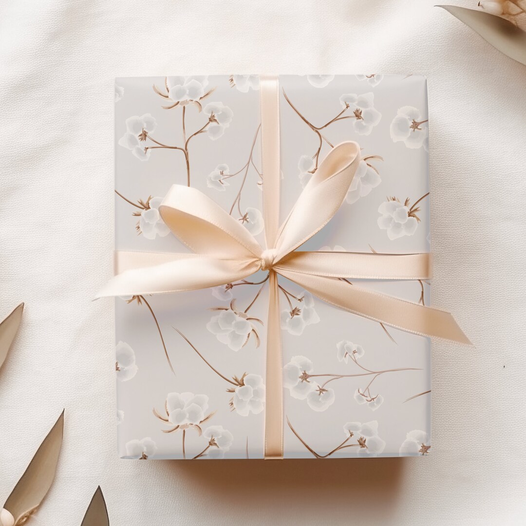 Illustrated Cotton Wrapping Paper, Second Wedding Anniversary Gift Wrap ...