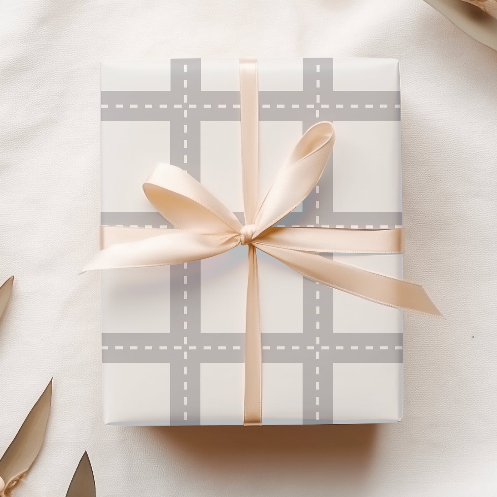 Grid Wrapping Paper, Roadway Gift Wrap, Transportation Theme, Birthday ...