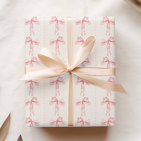 Pretty in Pink Bow Gift Wrap, Feminine Wrapping Paper, Loveshackfancy ...