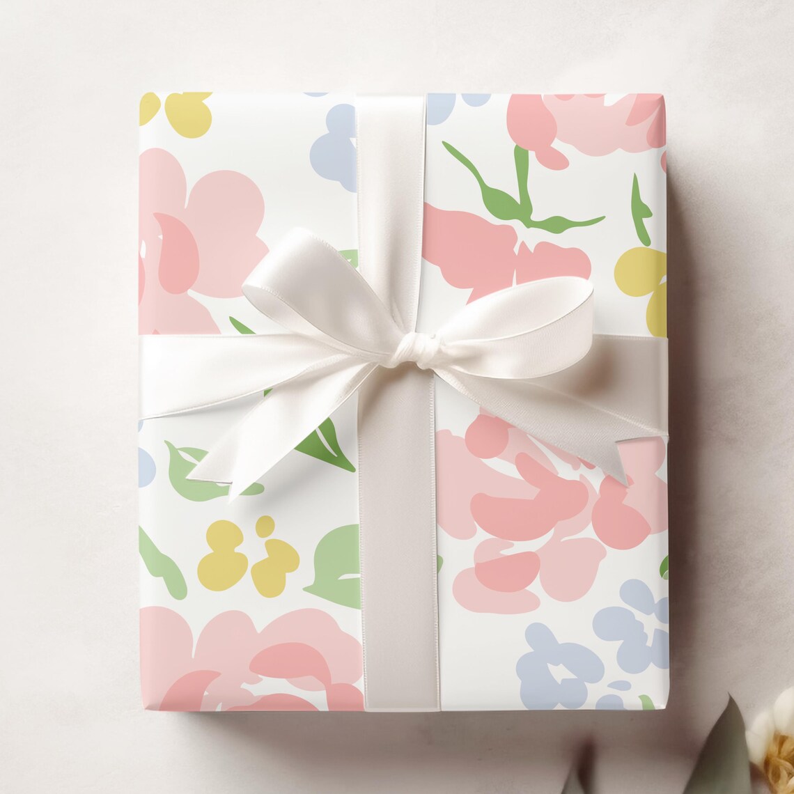 Modern Floral Wrapping Paper, Abstract Flower Gift Wrap, All Occasion ...
