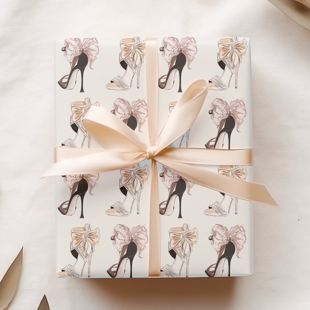 High Heel Wrapping Paper, Illustrated Shoe Gift Wrap, Quality Matte ...