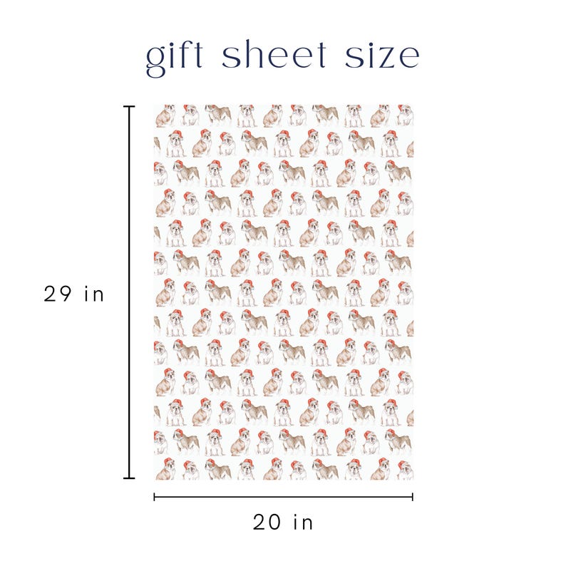 English Bulldog Wrapping Paper, Illustrated Holiday Dogs Gift Wrap ...