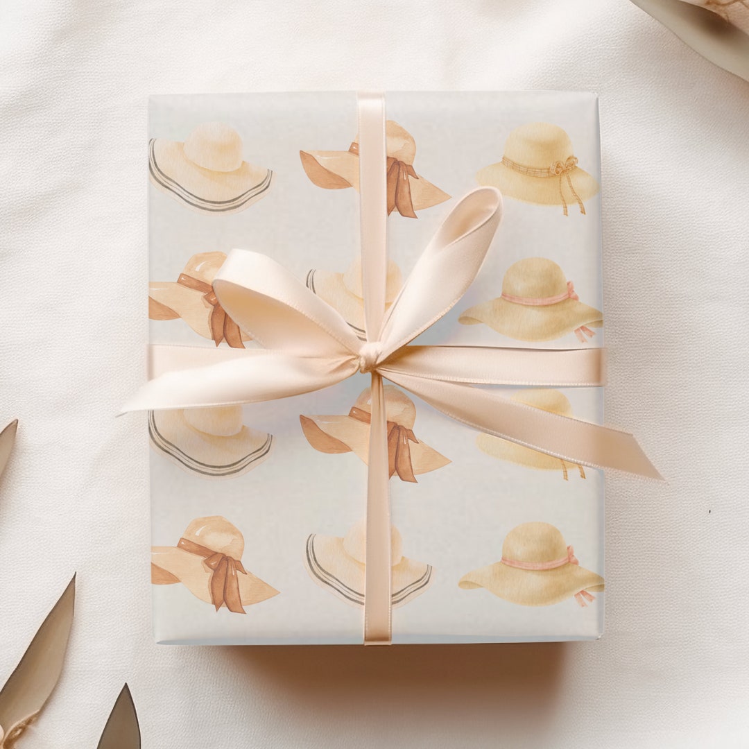 Straw Hats Wrapping Paper, Summer Hat Gift Wrap, Beach Hat Wrapping - Etsy