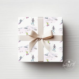 Ski Wrapping Paper, Snowboard Gift Wrap, Winter Sports Wrapping, Girly ...