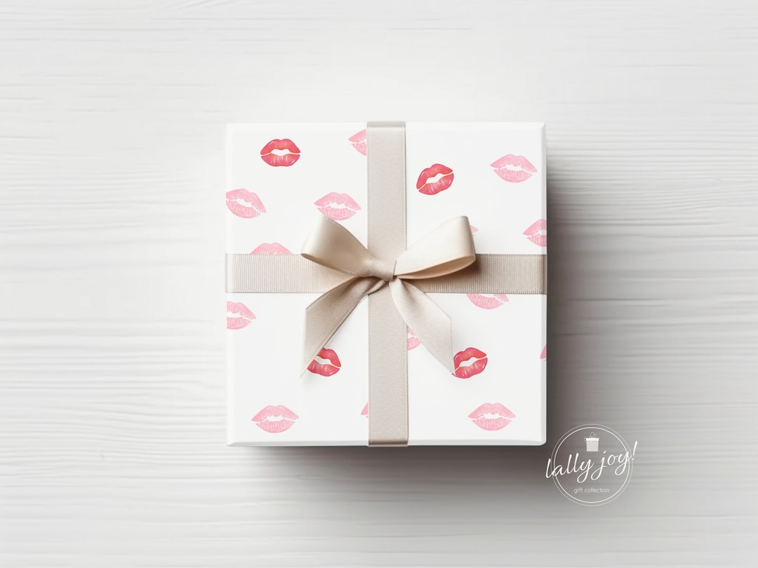 Lips Wrapping Paper, Valentine's Day Gift Wrap, Red and Pink Lipstick ...