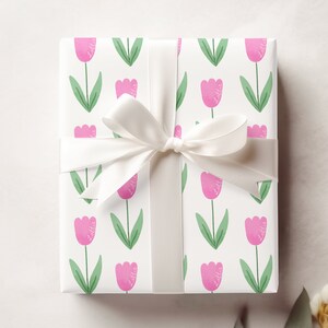 Personalized Tulip Wrapping Paper, Custom Name Flower Gift Wrap ...