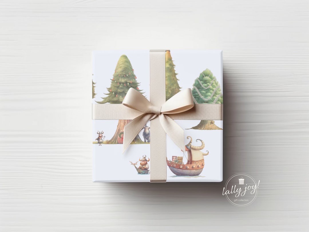 Viking Holiday Gift Wrap, Scandinavian Christmas Wrapping Paper ...