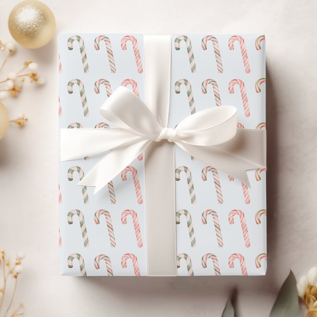 Candy Cane Wrapping Paper, Christmas Gift Wrap, Holiday Wrapping - Etsy