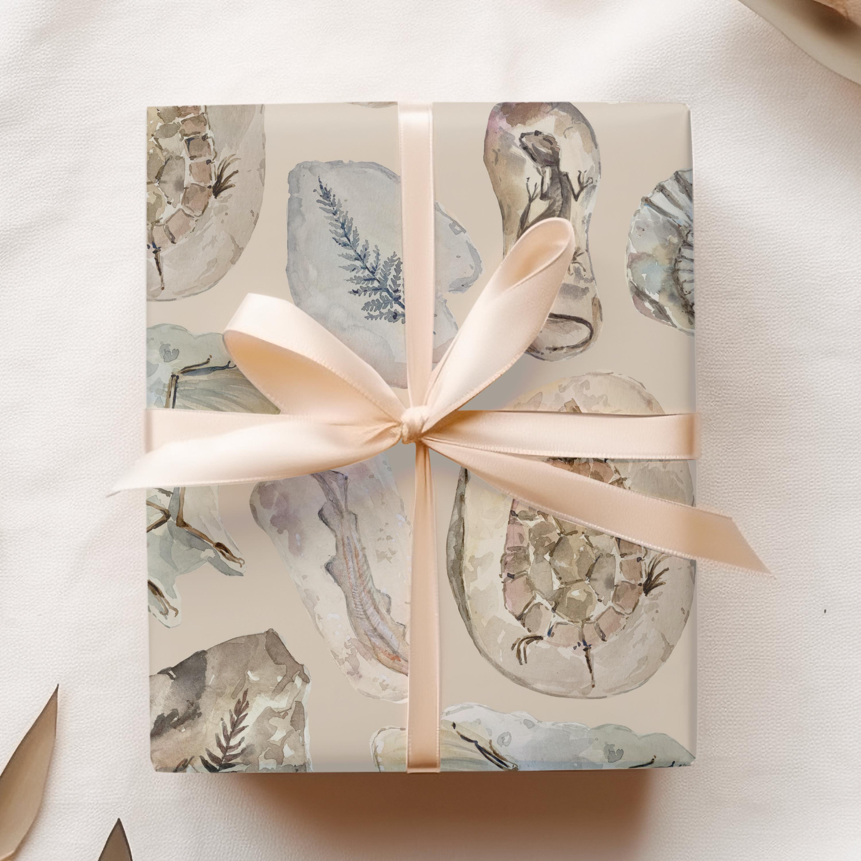 Watercolor Fossil Wrapping Paper, Paleontology Gift Wrap, Quality All ...