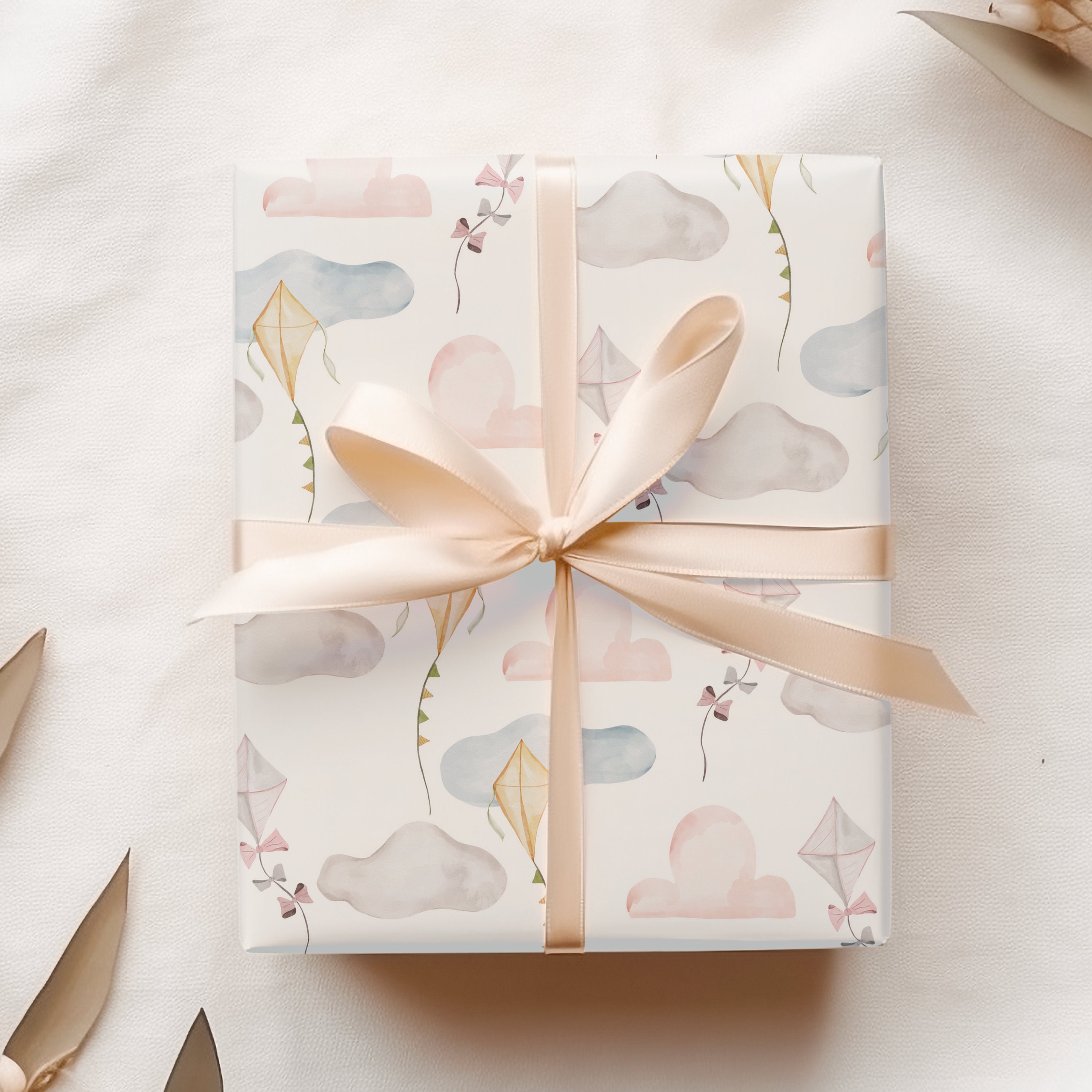 Watercolor Kites and Clouds Wrapping Paper, Kid's Gift Wrap, Quality ...