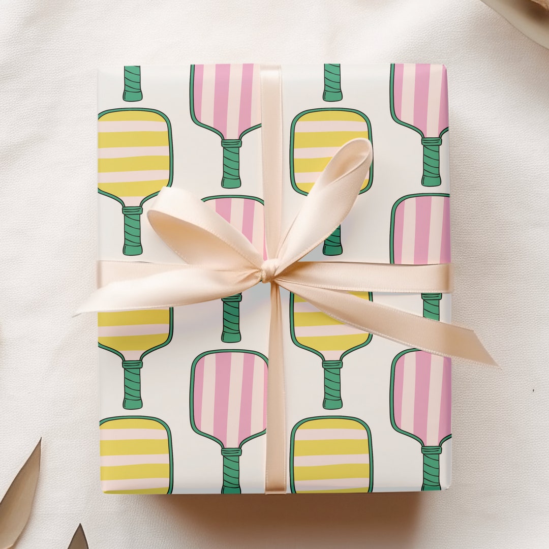Pickleball Paddle Wrapping Paper, Illustrated Gift Wrap, All Occasion ...