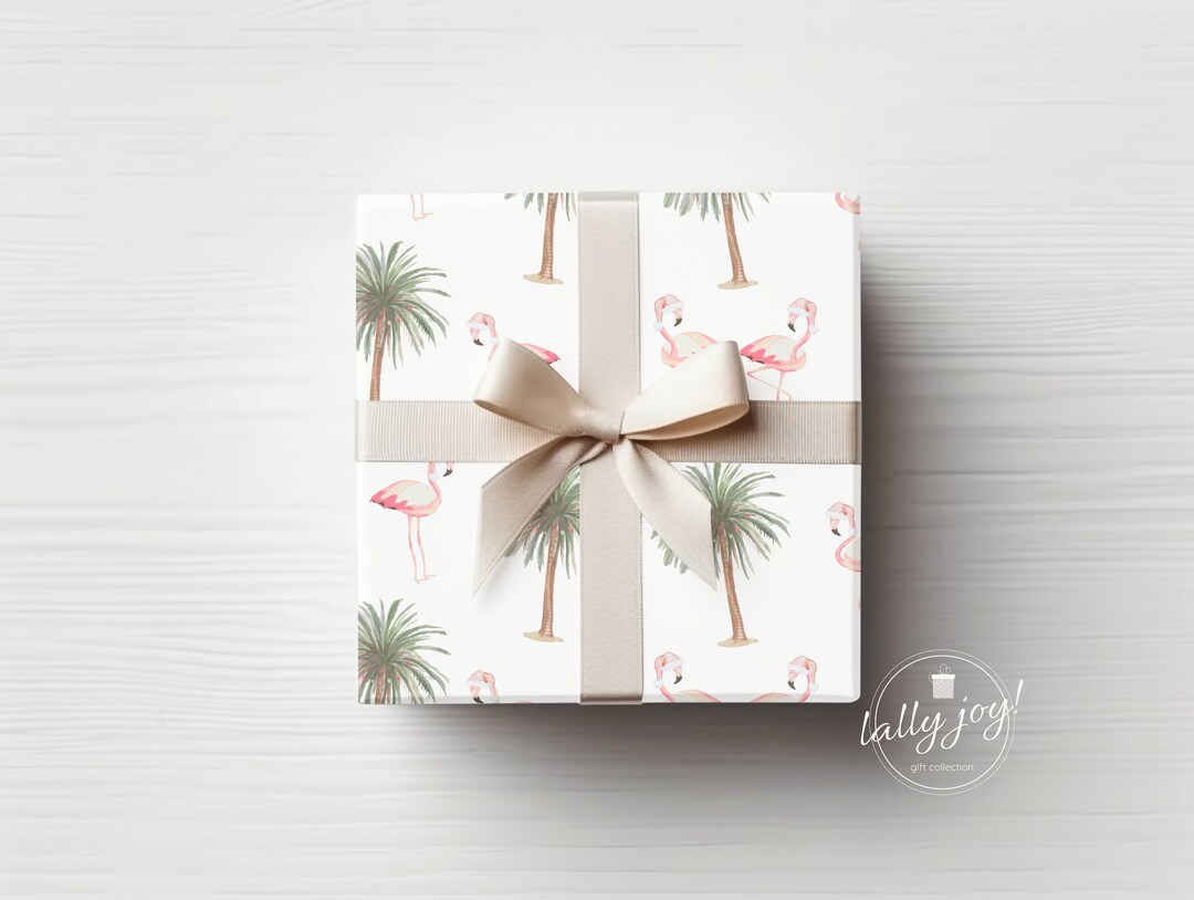 Christmas Flamingos Gift Wrap, Tropical Holiday Wrapping Paper - Etsy