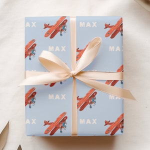 Personalized Vintage Airplane Wrapping Paper, Custom Skywriting Name ...