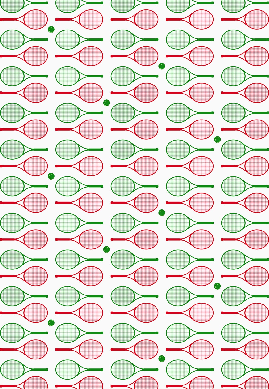 Tennis Racket Wrapping Paper, Christmas Colors Gift Wrap, Holiday Gift ...