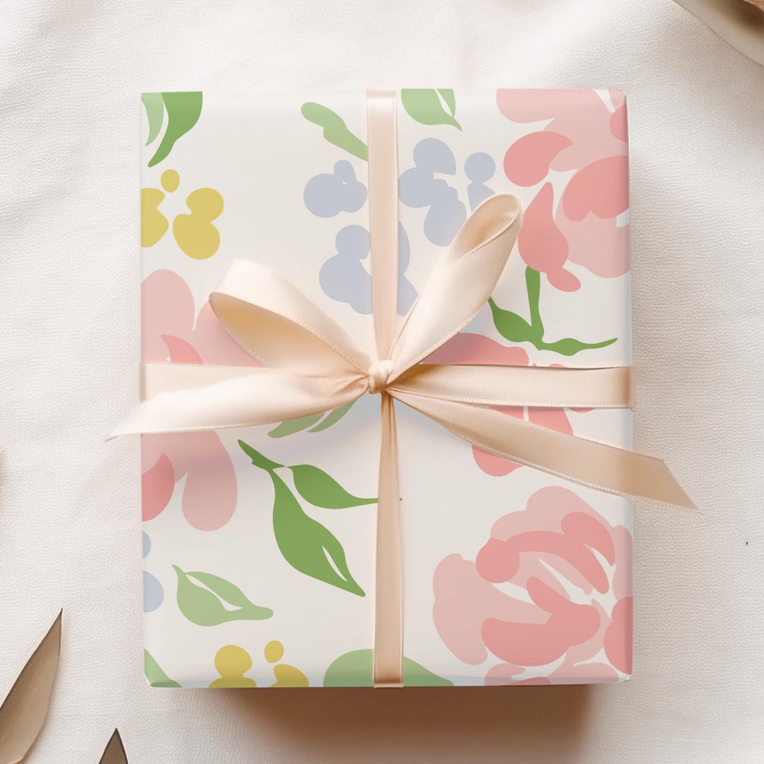 Modern Floral Wrapping Paper, Abstract Flower Gift Wrap, All Occasion ...