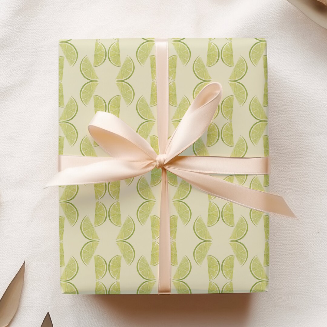 Watercolor Lime Gift Wrap, Fruit Pattern Wrapping Paper, Quality All ...