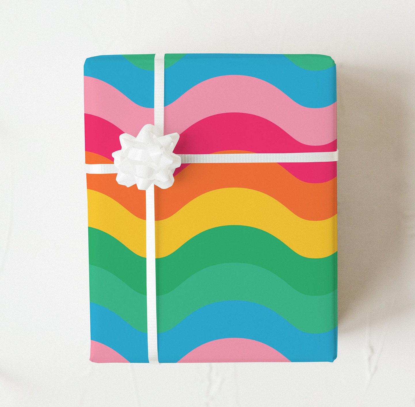 Colorful Wrapping Paper, Rainbow Gift Wrap, Wavy Lines Gift Sheets, Fun ...