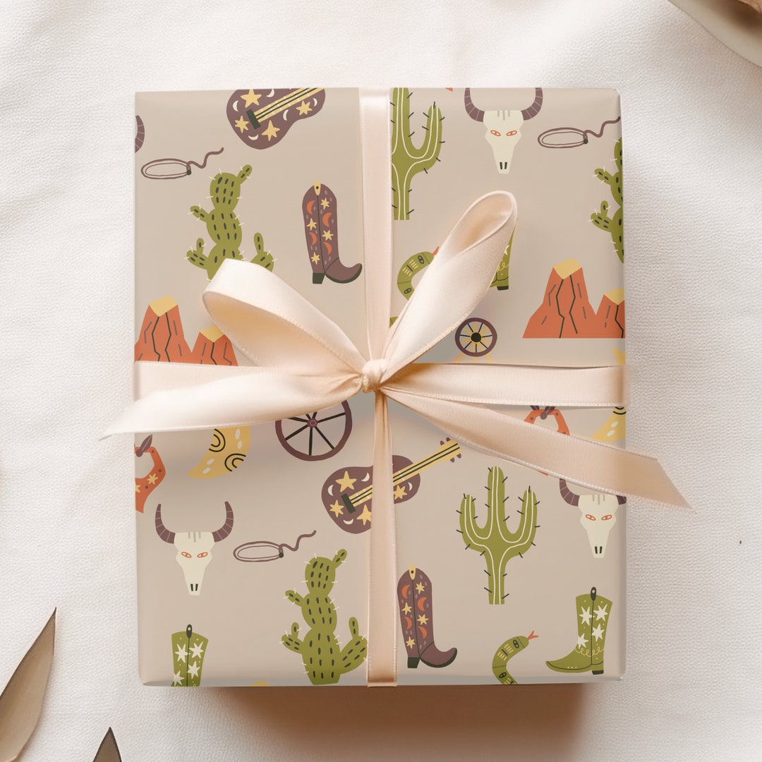 Cute Western Wrapping Paper, Wild West Gift Wrap, Cowboy Boots Gift ...