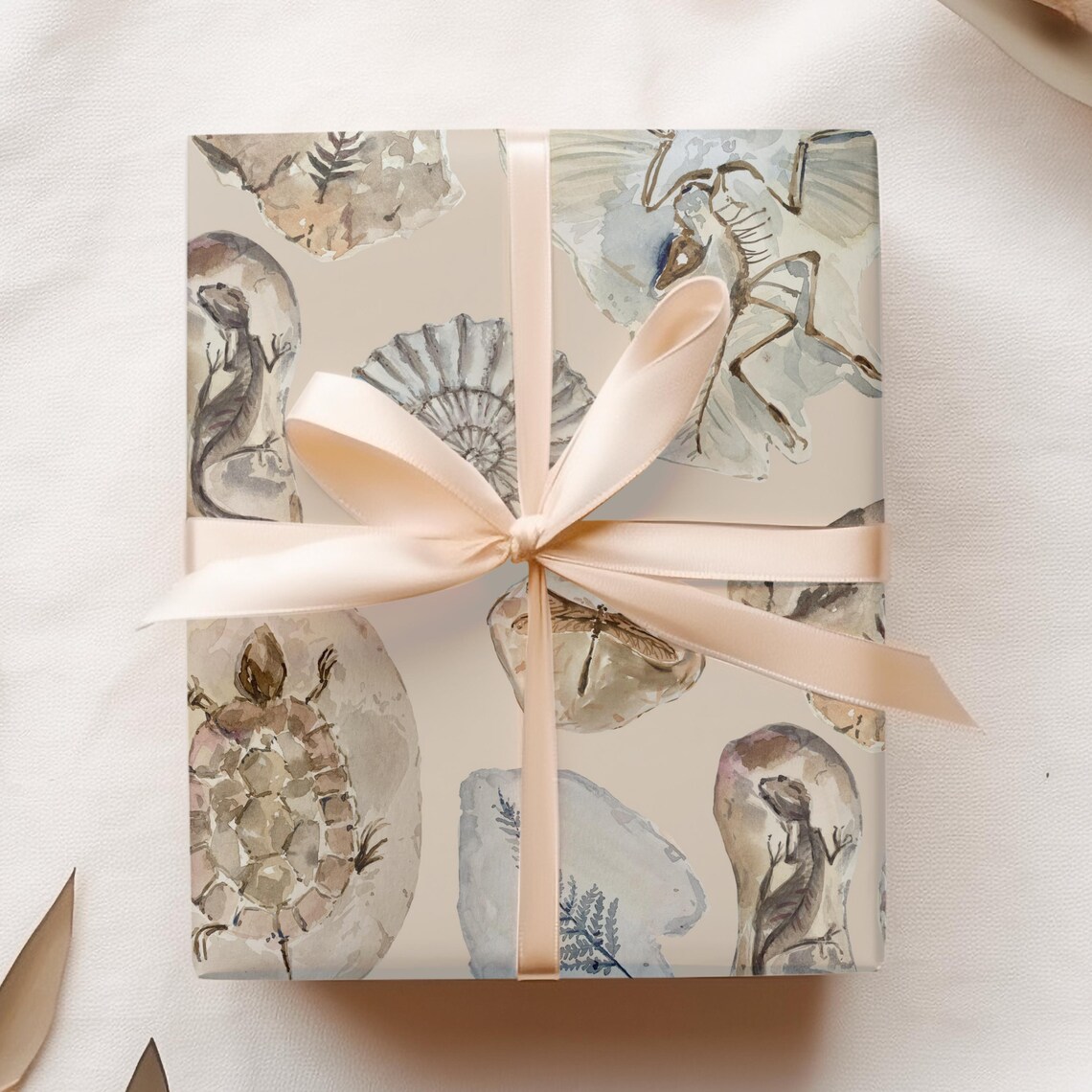Watercolor Fossil Wrapping Paper, Paleontology Gift Wrap, Quality All ...