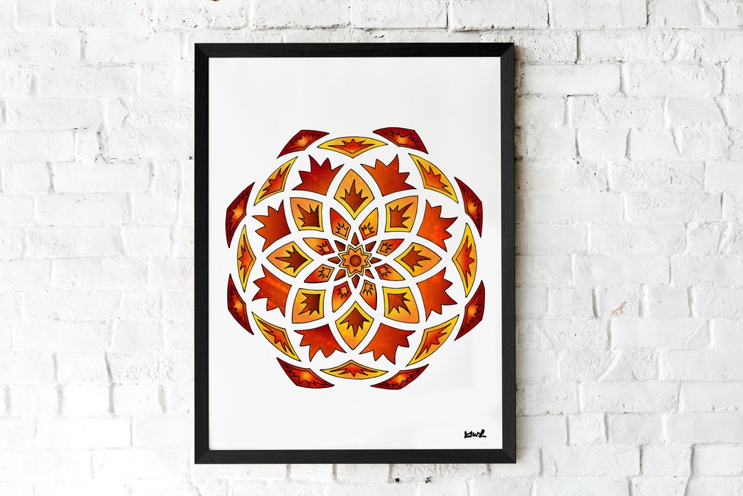 8 X 10 Colorful Fall Art | “maple Leaves” | Leaf Image | Fall Mandela ...