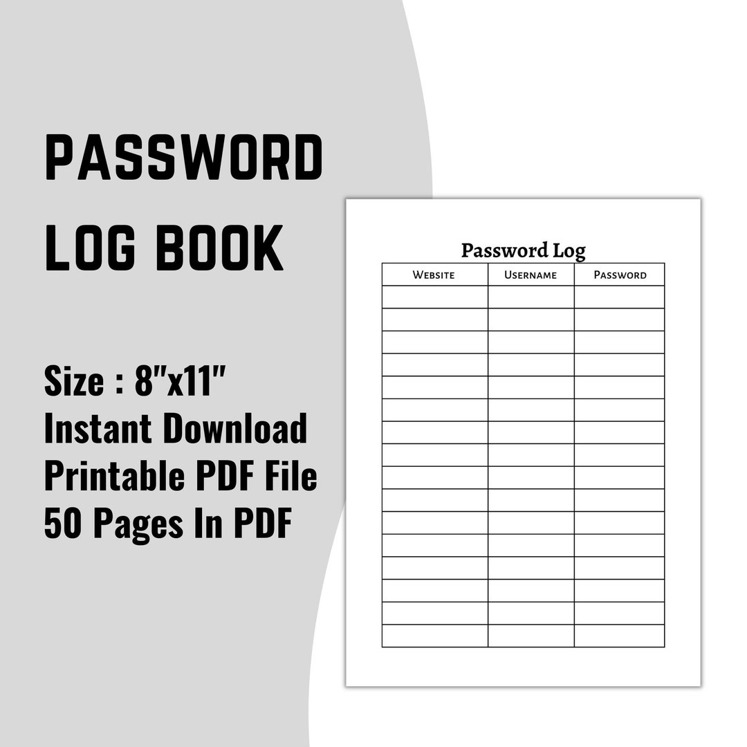 Printable Password Log Book Password Tracker Password - Etsy